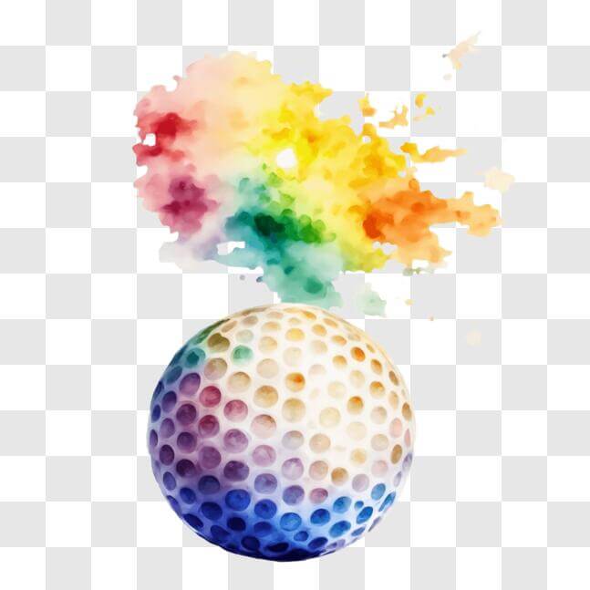 Download Abstract Golf Ball with Colorful Paint Splashes PNGs Online ...