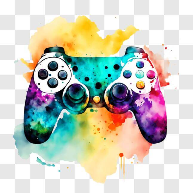 Download Colorful Video Game Controller on Abstract Watercolor ...