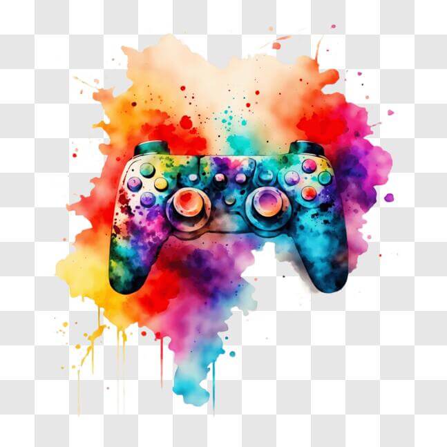 Download Colorful Abstract Video Game Controller Painting PNGs Online ...