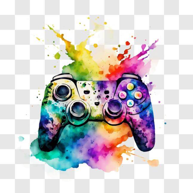 Download Colorful Video Game Controller with Paint Splashes Background ...