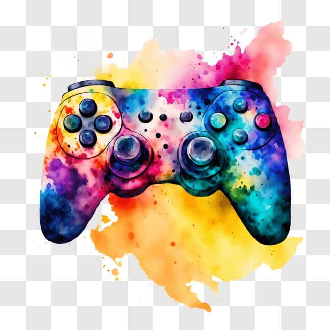 Download Colorful Video Game Controller on Orange Background PNGs ...