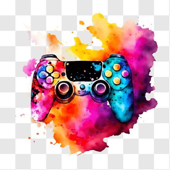Download Colorful Abstract Video Game Controller Painting PNGs Online ...