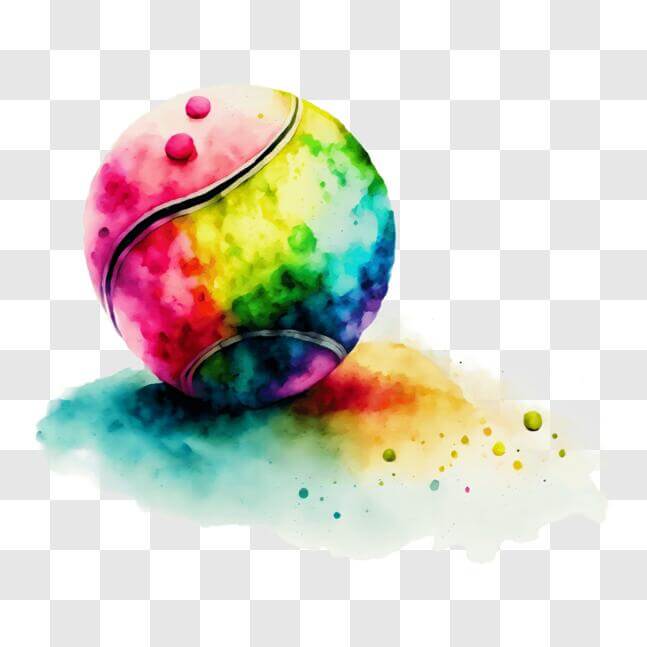 Download Abstract Art: Colorful Tennis Ball with Paint Splashes PNGs ...