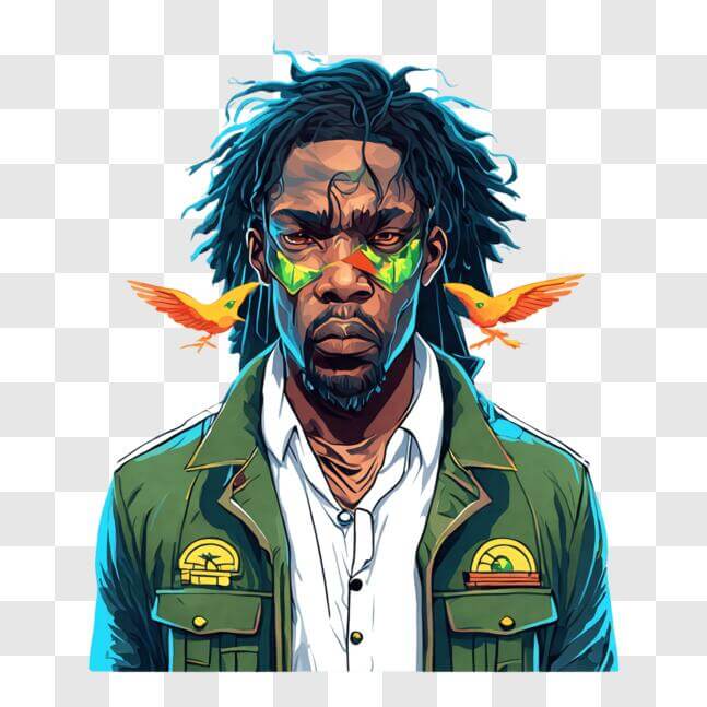Descarga Ilustración de un hombre jamaicano con elementos culturales ...