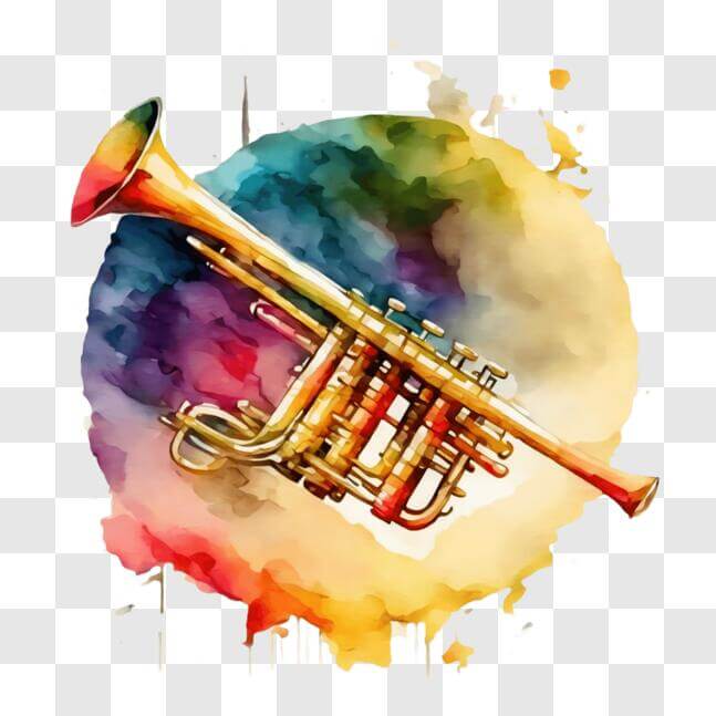 Download Trumpet with Colorful Paint Splatters PNGs Online - Creative ...
