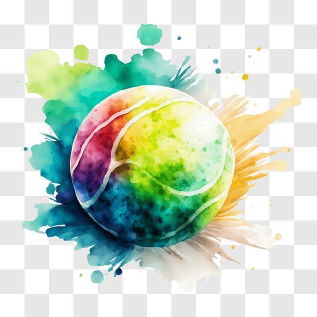 Download Colorful Tennis Ball with Splashes of Paint PNGs Online ...