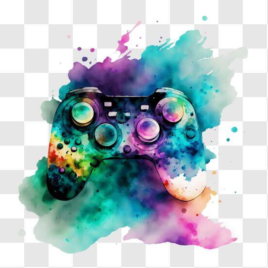 Download Colorful Watercolor Video Game Controller PNGs Online ...