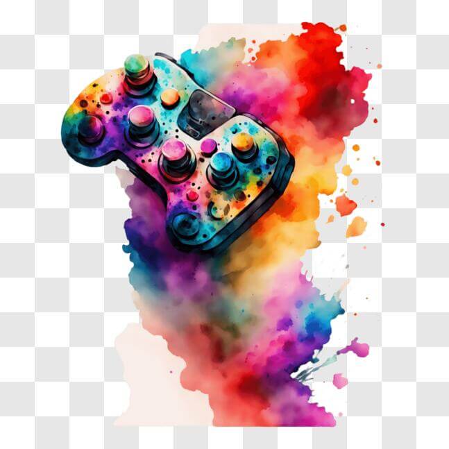 Download Colorful Abstract Painting of Video Game Controller PNGs ...