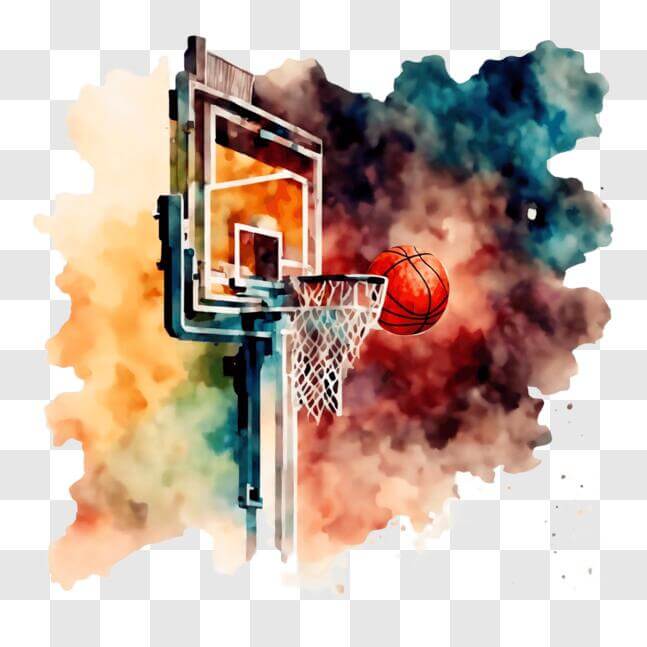 Download Abstract Basketball Hoop Watercolor Painting PNGs Online ...