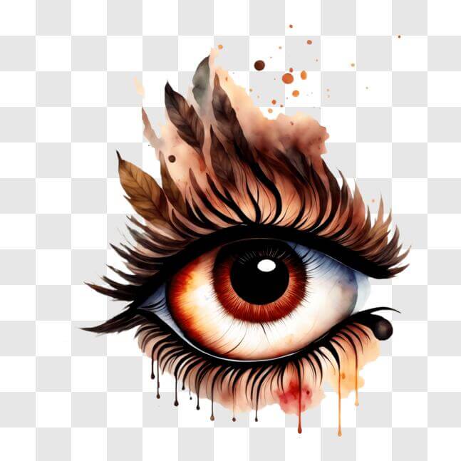Download Colorful Eye Artwork with Feathers and Dripping Paint PNGs ...
