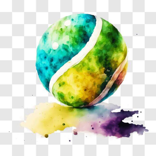 Download Colorful Watercolor Tennis Ball on Black Background PNGs ...