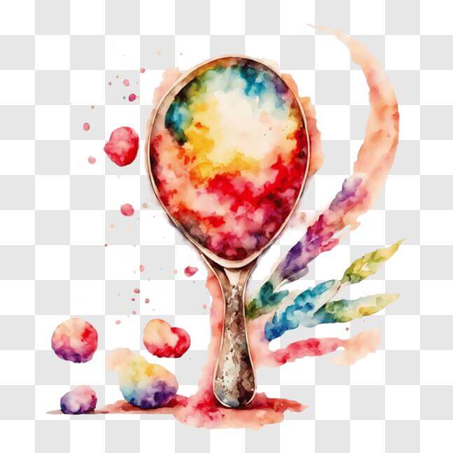 Download Colorful Watercolor Painting of Tennis Racket and Fresh ...