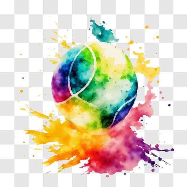 Download Colorful Tennis Ball with Splashes of Paint PNGs Online ...