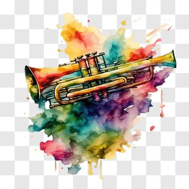 Download Colorful Trumpet with Paint Splatters PNGs Online - Creative ...