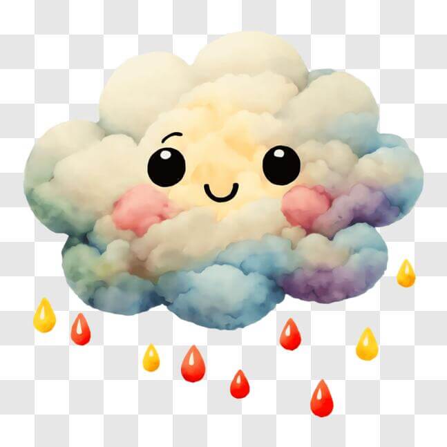 Download Cute Cloud with Rain Drops PNGs Online - Creative Fabrica