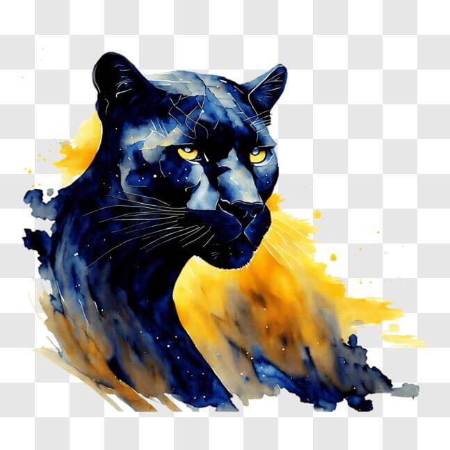 Download Black and Yellow Panther with Abstract Background PNGs Online ...