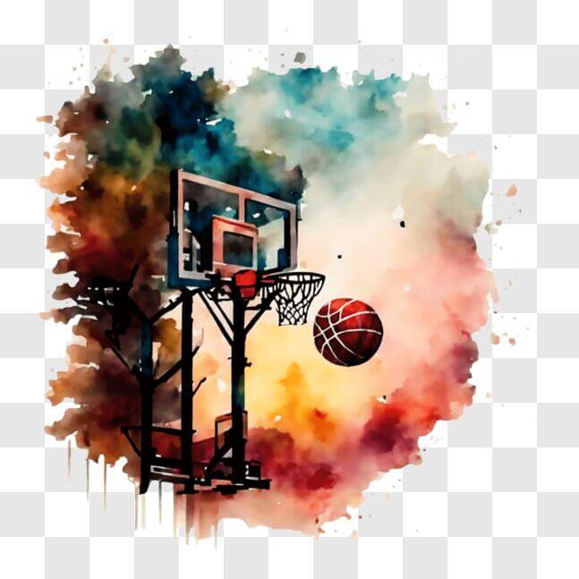 Download Colorful Basketball Hoop with Paint Splashes PNGs Online ...
