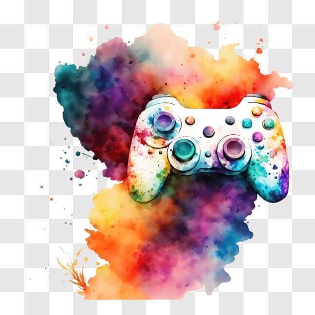 Download Colorful Abstract Painting of Video Game Controller PNGs ...
