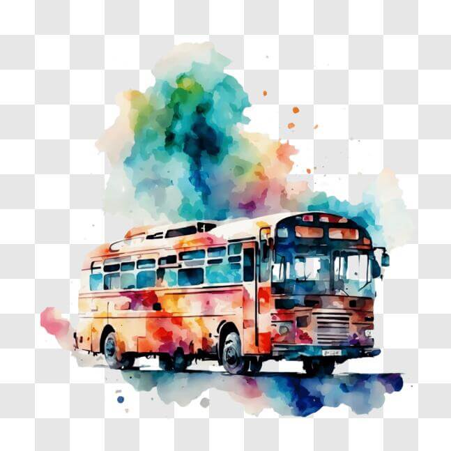 Download Colorful Bus on Black Background with Watercolor Splashes PNGs ...
