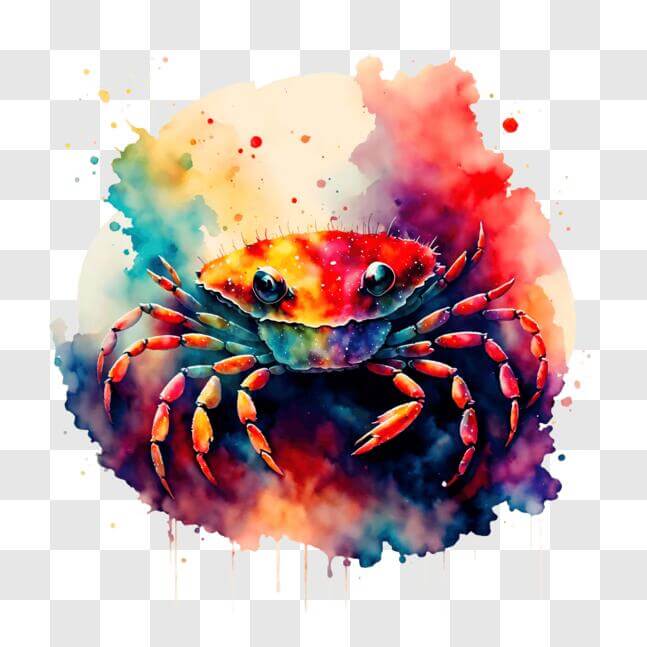 Download Colorful Crab with Watercolor Splashes PNGs Online - Creative ...