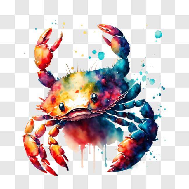 Download Colorful Crab with Watercolor Splatters PNGs Online - Creative ...