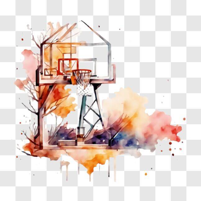 Download Abstract Watercolor Basketball Hoop Artwork PNGs Online ...
