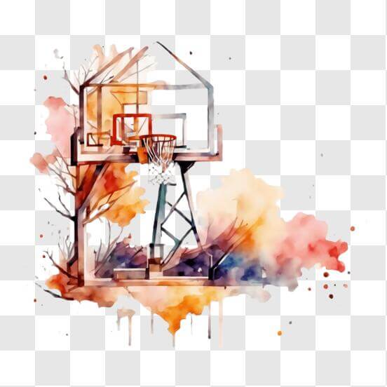 Download Abstract Basketball Hoop Watercolor Painting PNGs Online ...
