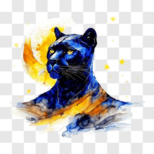 Download Blue Panther in Front of Moon and Stars PNGs Online - Creative ...