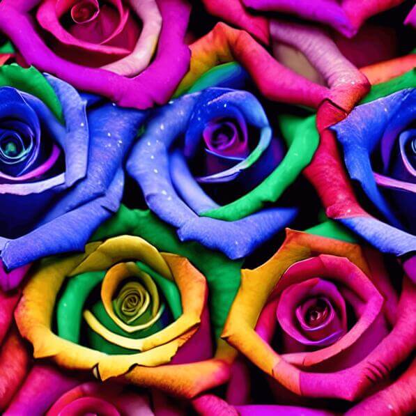 Download Vibrant Roses in Pink, Purple, Blue, and Green Patterns Online ...