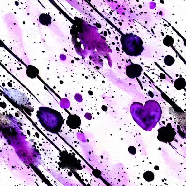 Download Purple and Black Paint Splatter with Hearts on a White ...