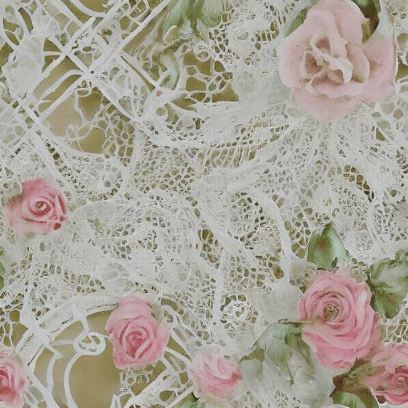 Download White Lace Fabric with Pink Roses Patterns Online - Creative ...