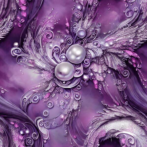 Download Purple and White Abstract Painting with Swirls and Pearls ...
