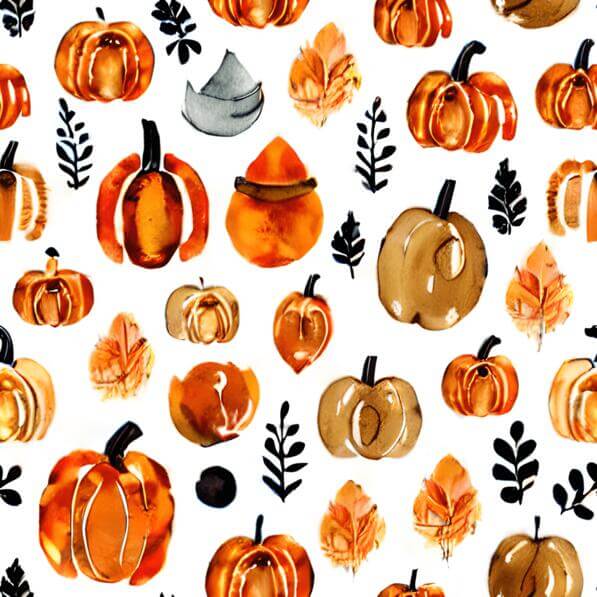 Download Seamless Watercolor Fall Pattern with Pumpkins and Leaves ...
