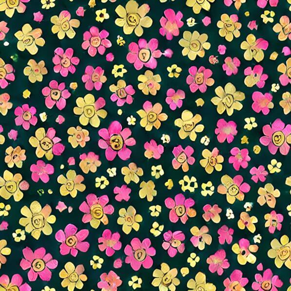Download Pink and Yellow Floral Pattern on Black Background Patterns ...