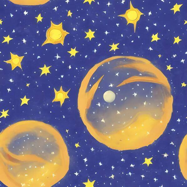 Download Colorful Space Art with Planets, Stars, and Moons on a Blue ...