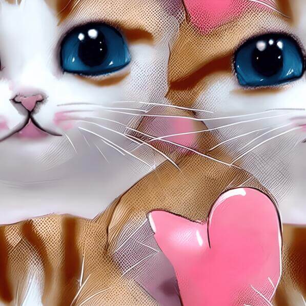 Download Two Cats with Blue Eyes and Pink Heart Patterns Online ...