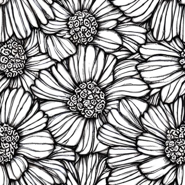 Download Black and White Daisy Flower Pattern - Seamless Vector ...