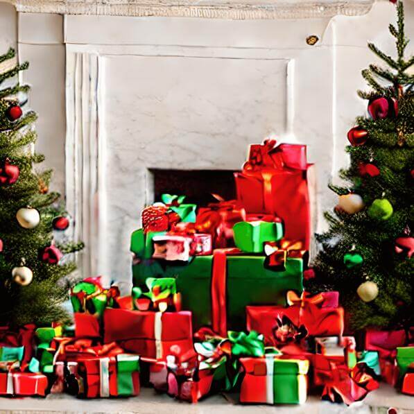 Download Christmas Presents with Decorated Christmas Trees Patterns ...
