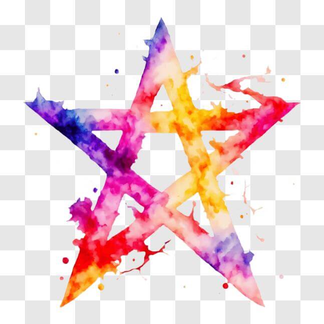 Download Colorful Pentagram with Watercolor Splashes for Magick and ...