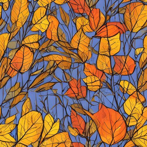Download Autumn Leaves Seamless Pattern on Blue Background Patterns ...