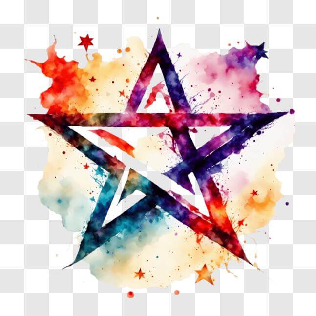 Download Colorful Pentagram Star with Watercolor Splashes PNGs Online ...