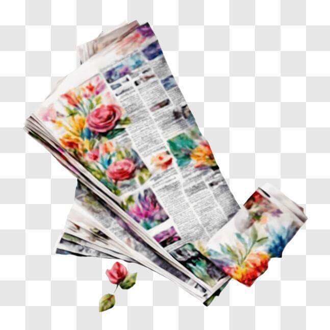 Download Newspaper with Colorful Flower Prints for Scrapbooking and ...