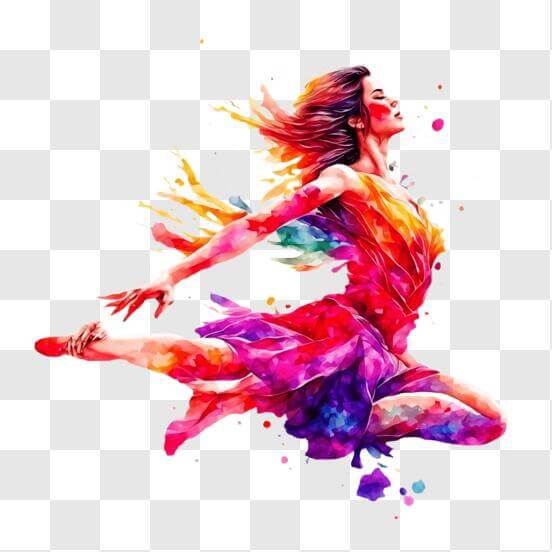 Download Illustration of Female Dancer with Colorful Splashes PNGs ...