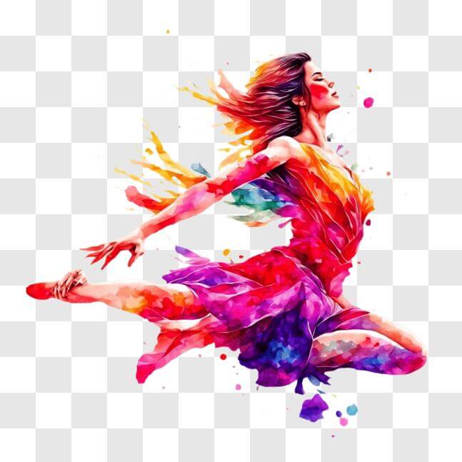 Download Colorful Dancer Jumping with Paint Splashes PNGs Online ...