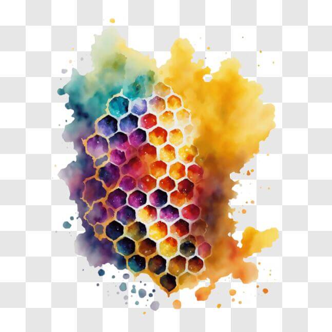 Download Colorful Paint Splashes on Honeycomb - Beehive Structure and ...