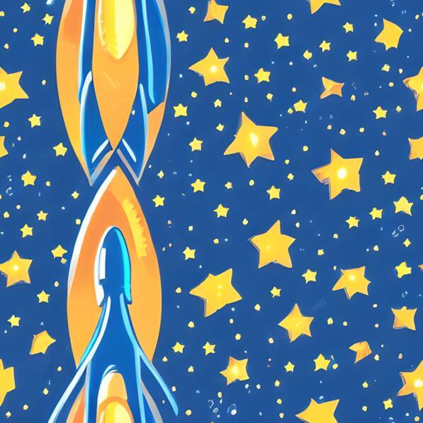 Download Blue and Yellow Spaceship Flying in the Sky with Stars ...