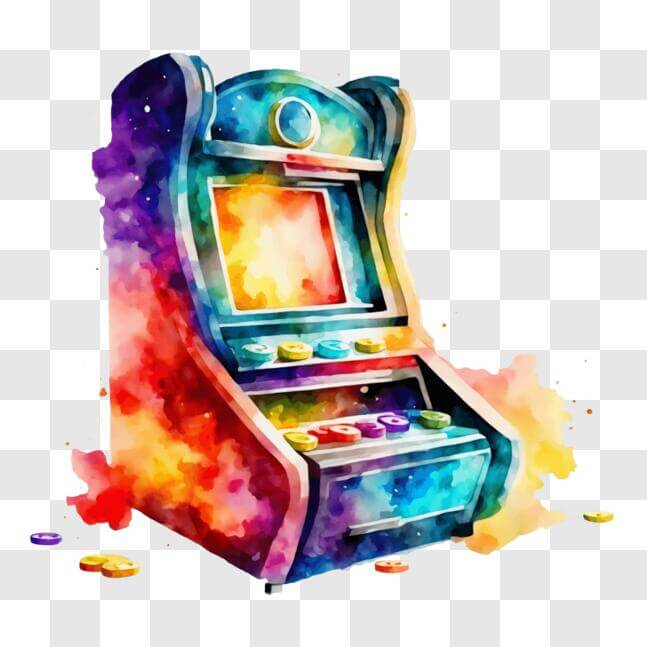 Download Vintage Arcade Machine with Coins PNGs Online - Creative Fabrica