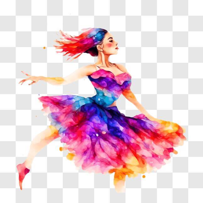 Download Abstract Dance Performance with Colorful Watercolor Dress PNGs ...