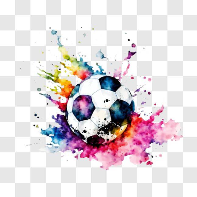 Download Colorful Soccer Ball with Paint Splashes PNGs Online ...
