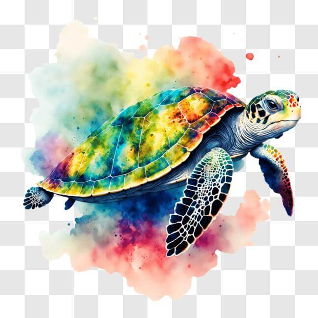 Download Abstract Watercolor Painting of a Colorful Turtle PNGs Online ...